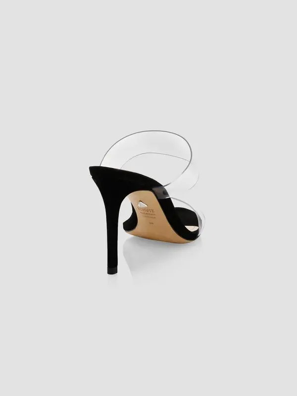 Schutz Ariella 100mm Vinyl Mules - Black Tran