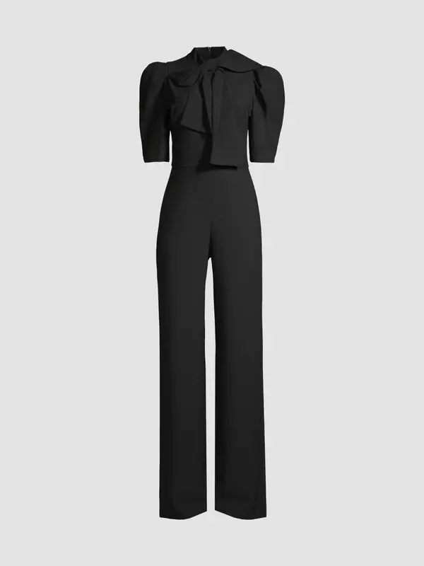 Black Halo Ara Bow Puff-sleeve Jumpsuit