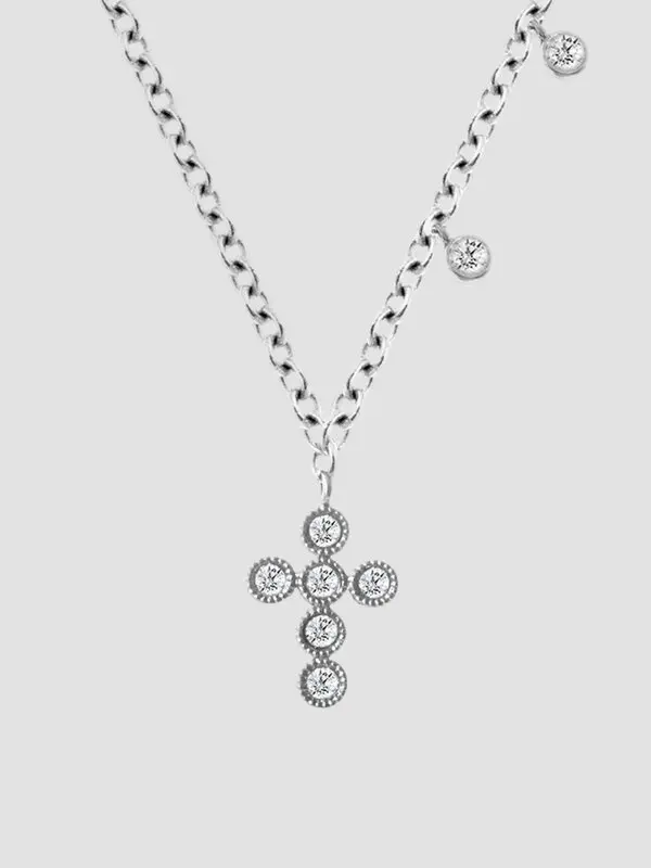 Meira T 14k White Gold & Diamond Cross Pendant Necklace - Silver