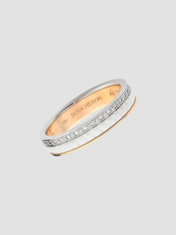 Boucheron Quatre White Edition Two-tone 18k Ceramic & 0.24 Tcw Diamond Wedding Band - Gold