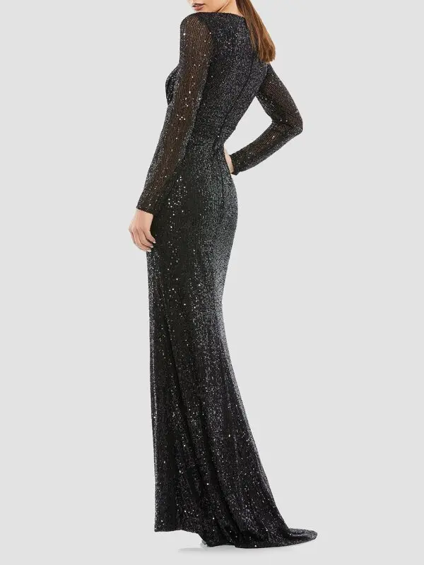 Mac Duggal Sequined Evening Gown - Black