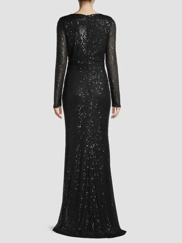 Mac Duggal Sequined Evening Gown - Black