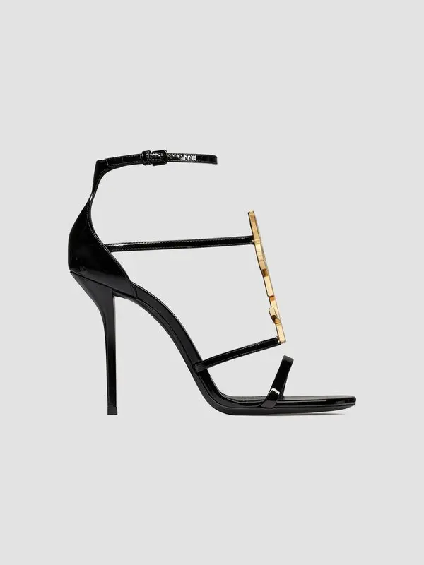 Saint Laurent Cassandra Leather Sandals - Nero