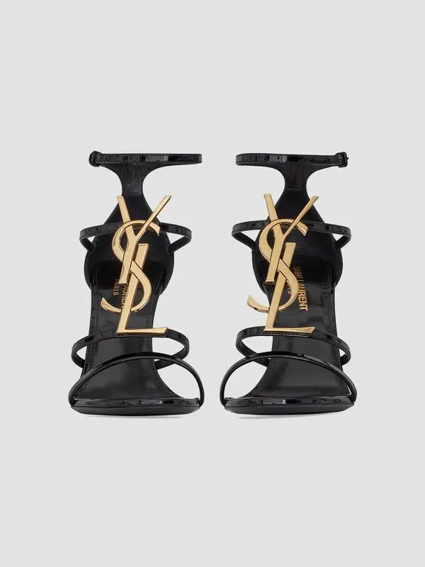 Saint Laurent Cassandra Leather Sandals - Nero