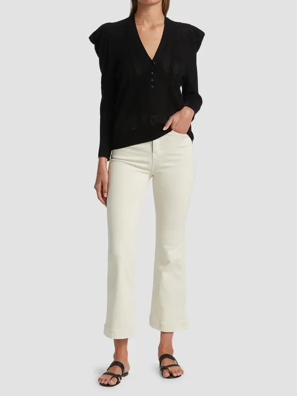 Veronica Beard Carson High-rise Ankle Flare Jeans - Ecru