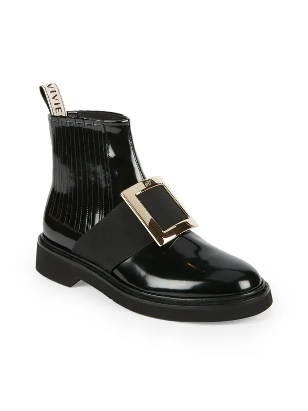 ROGER VIVIER Viv Rangers Patent Leather Chelsea Boots