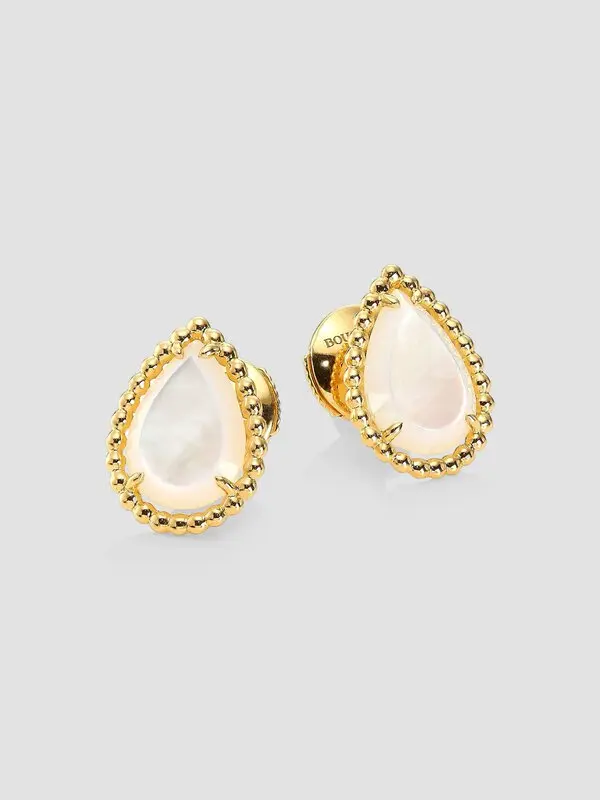 Boucheron Serpent Bohème 18k Yellow & Mother-of-pearl Stud Earrings - Gold