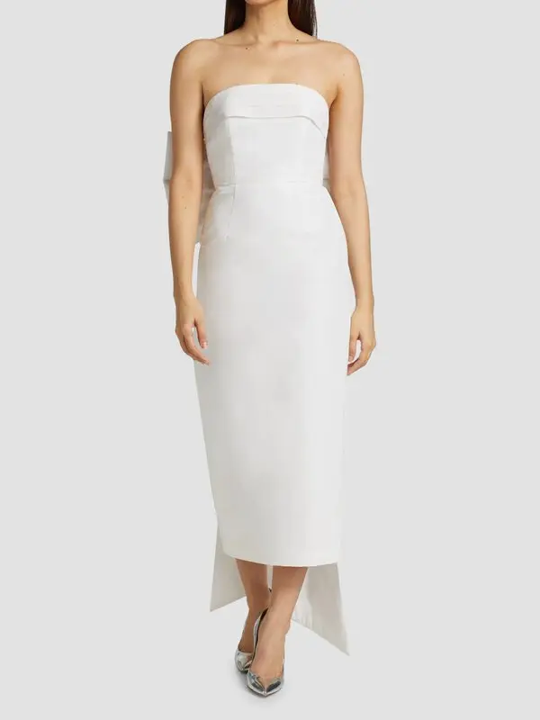 Alexia Maria Margaret Bow Silk Dress - White