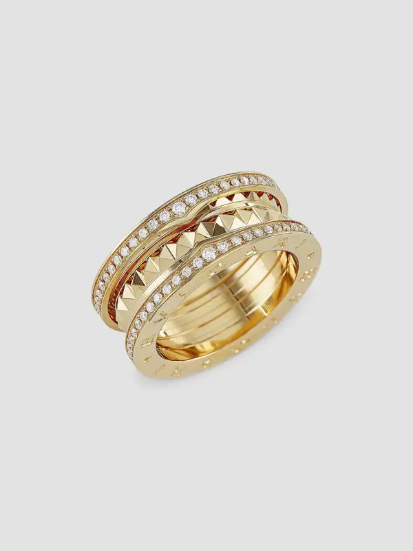 BVLGARI B. Zero1 Rock 18k Yellow & Diamond 2-band Ring
