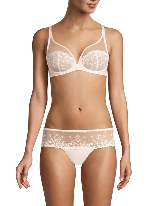 Simone Perele Delice Sheer Plunge Bra - Blush