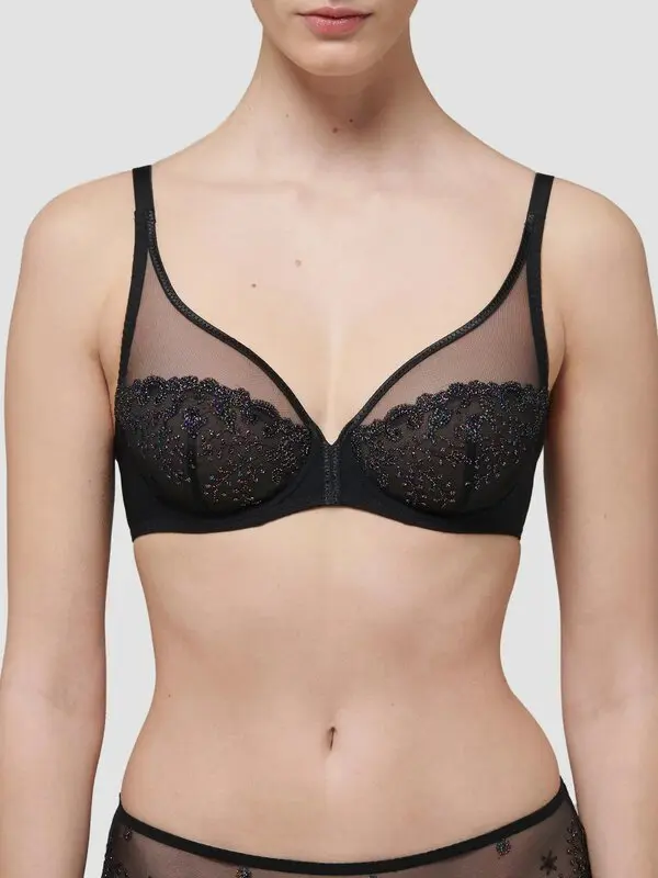 Simone Perele Delice Sheer Plunge Bra - Gem Black
