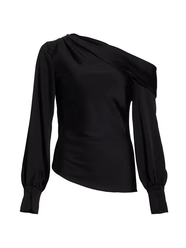 Simkhai Alice Satin One-shoulder Top - Black