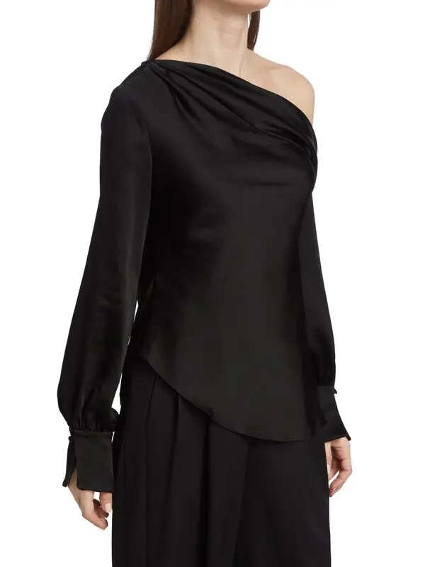 Simkhai Alice Satin One-shoulder Top - Black