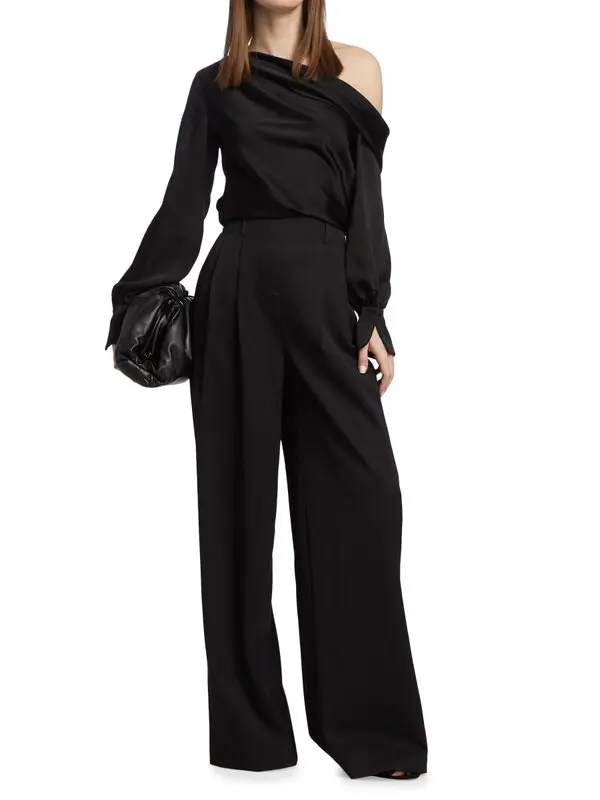 Simkhai Alice Satin One-shoulder Top - Black