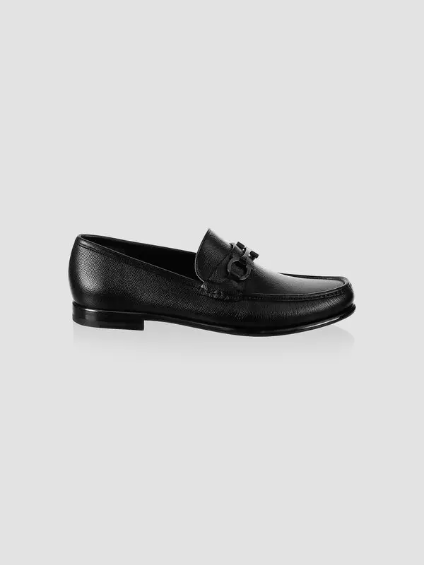 FERRAGAMO Gancini Crown Bit Leather Loafers