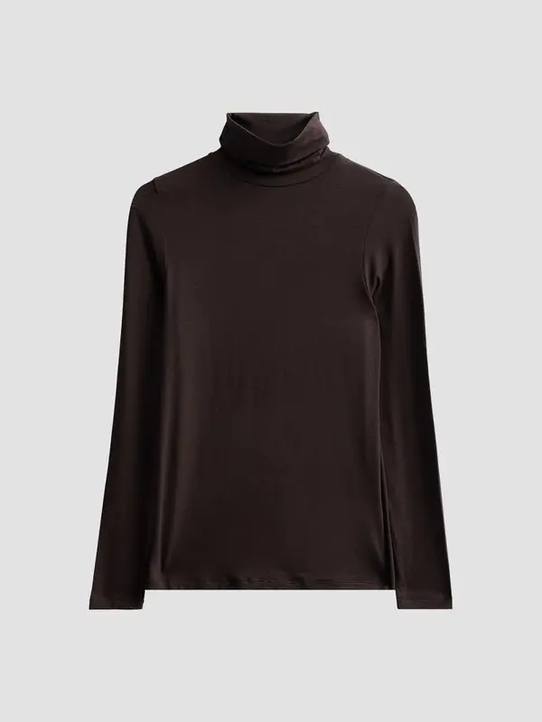 Majestic Filatures Soft Touch Turtleneck Top - Chocolate Mousse
