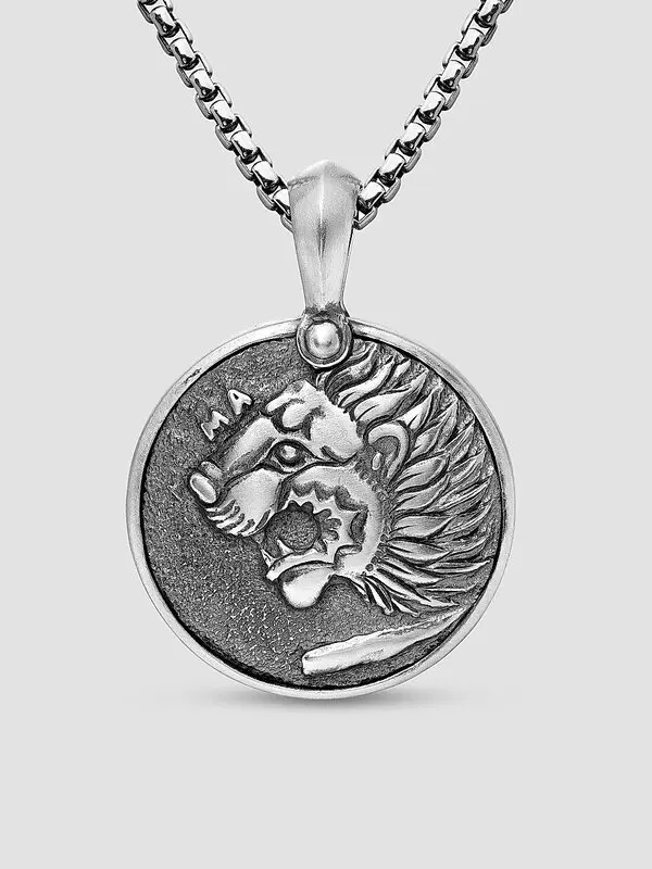 David Yurman Petrvs Lion Coin Amulet In Sterling 25mm
