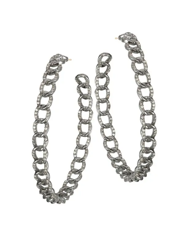 Nina Gilin Diamond Hoop Earrings - Silver