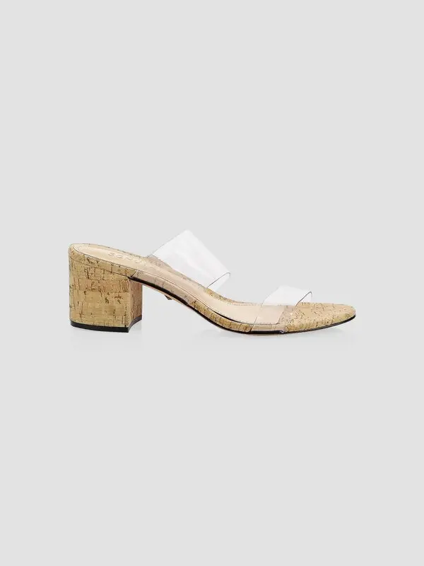 Schutz Victorie Vinyl & Leather Cork Mules - Tan