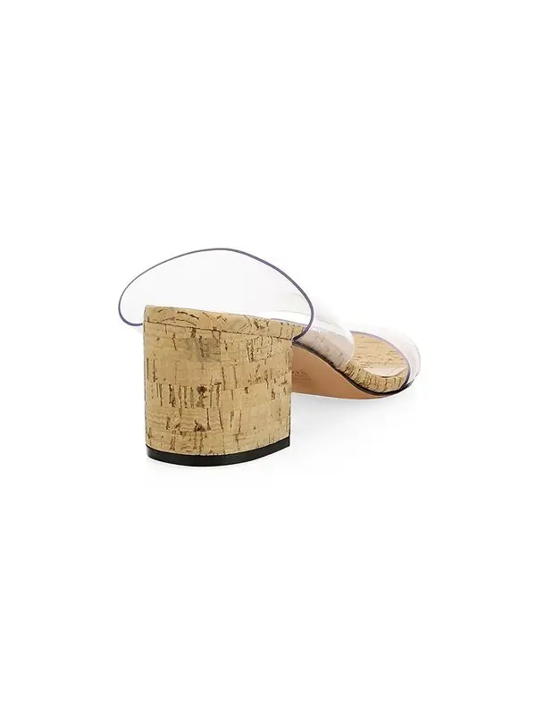 Schutz Victorie Vinyl & Leather Cork Mules - Tan