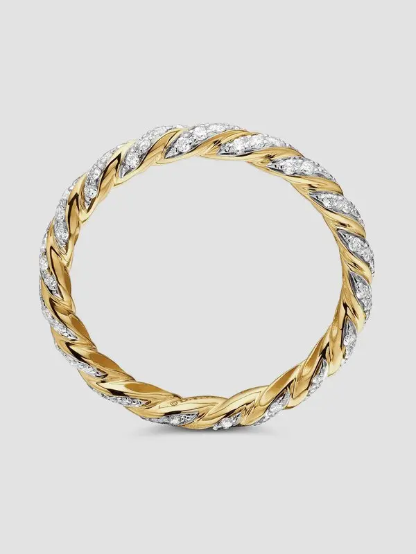 David Yurman Paveflex Ring Eith Diamonds In 18k Yellow 2.8mm - Gold