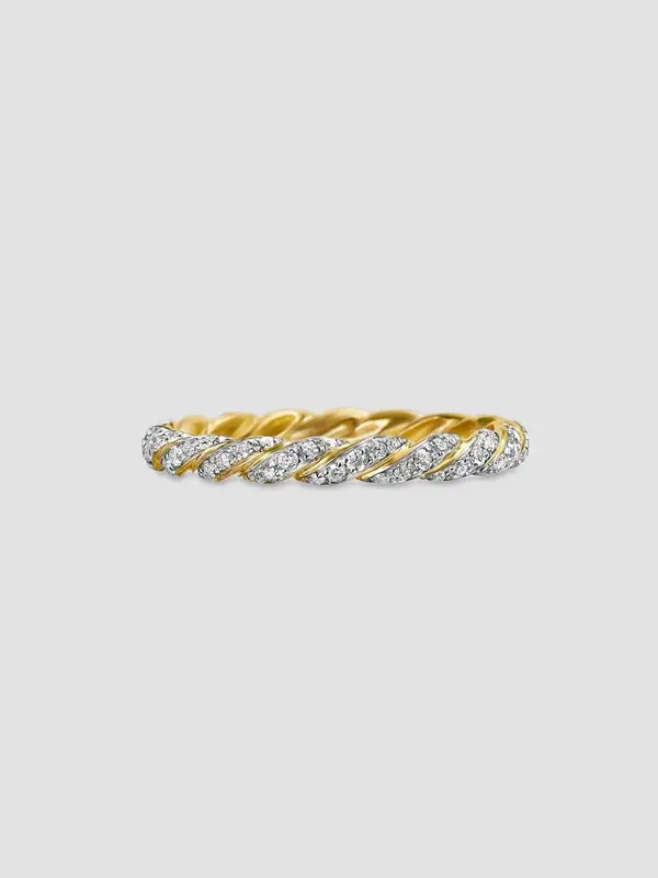 David Yurman Paveflex Ring Eith Diamonds In 18k Yellow 2.8mm - Gold