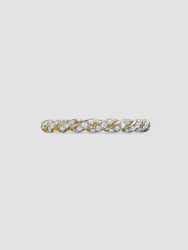 David Yurman Paveflex Ring Eith Diamonds In 18k Yellow 2.8mm - Gold