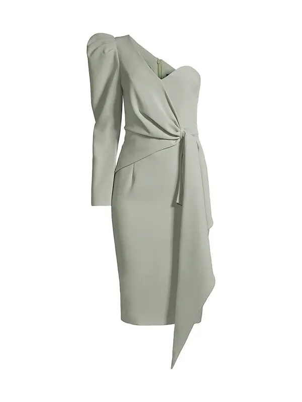 sage green one shoulder bow detail midi dress Luli One-Shoulder Cut-Out Maxi Dress Sage main image 0