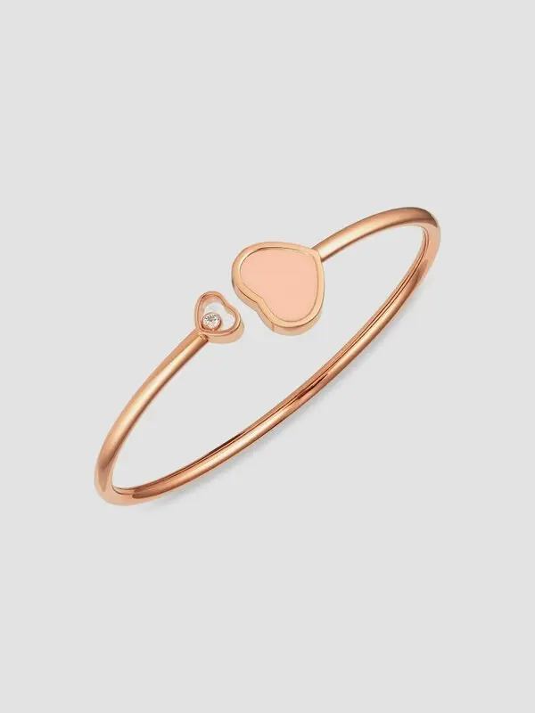Chopard Happy Hearts 18k Rose Gold, Diamond & Rosé Stone Bangle