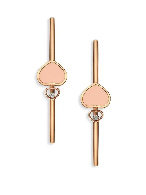 Chopard Happy Hearts 18k Rose Gold, Diamond & Rosé Stone Bangle
