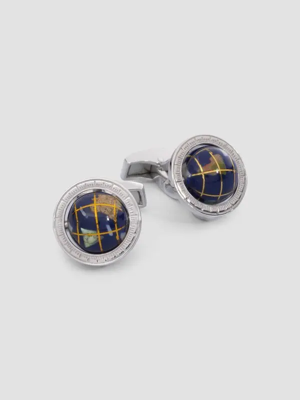Tateossian Sterling Silver Globe Cuff Links