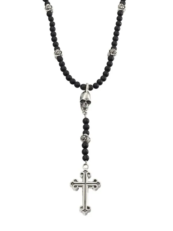 KING BABY STUDIO Onyx Beaded Rosary Necklace