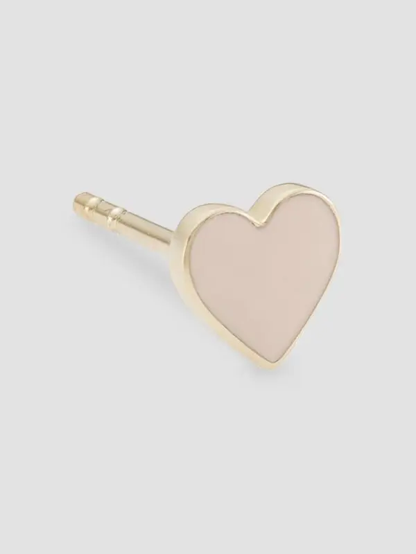 SYDNEY EVAN 14k Yellow Gold & Enamel Mini Heart Stud Earring