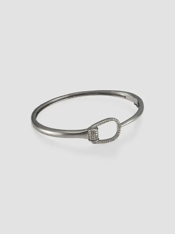 Nina Gilin Diamond Hinged Bangle - Silver