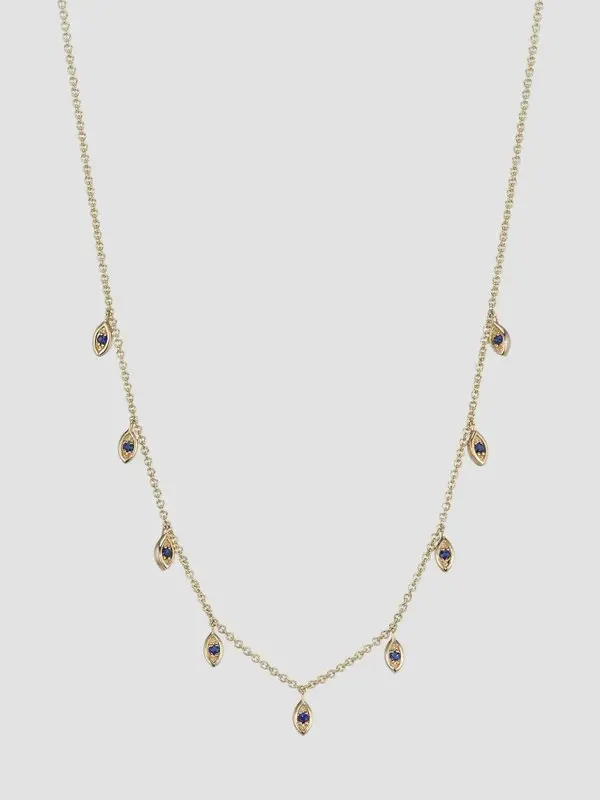 SYDNEY EVAN 14k Yellow & Sapphire Marquise Charm Necklace - Gold