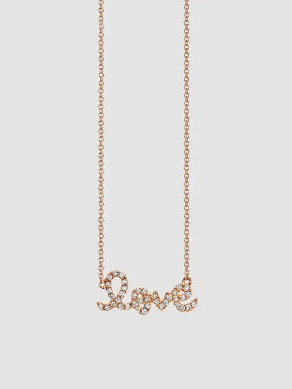 SYDNEY EVAN Words 14k Gold & 0.11 Tcw Diamond "love" Pendant Necklace