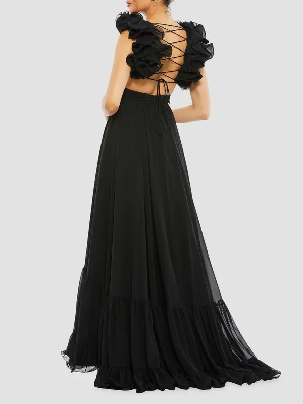 Mac Duggal Ieena Cutout Chiffon Gown - Black
