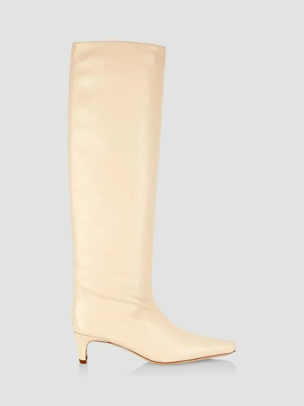 Staud Wally Leather Knee-high Boots - Cream