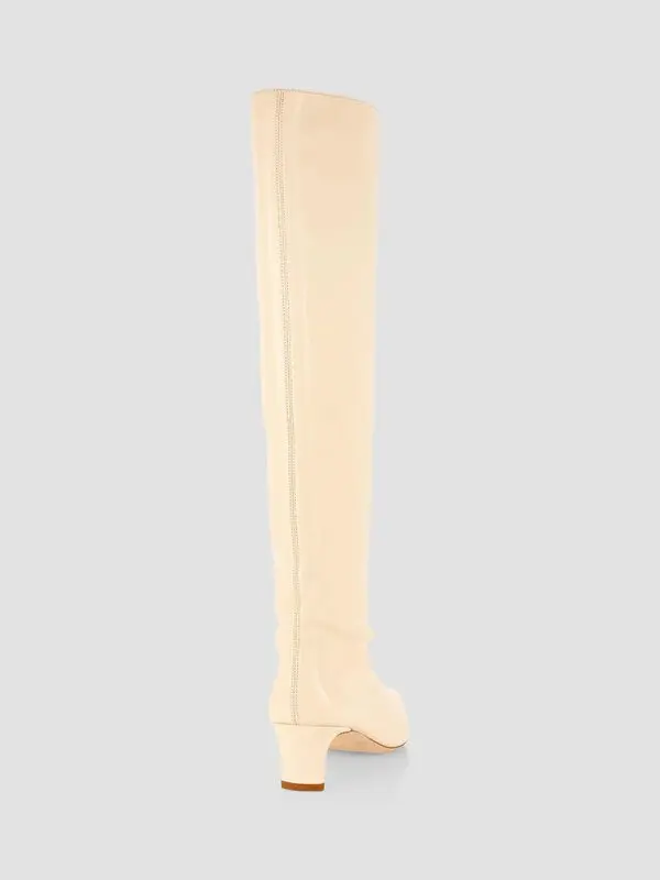 Staud Wally Leather Knee-high Boots - Cream