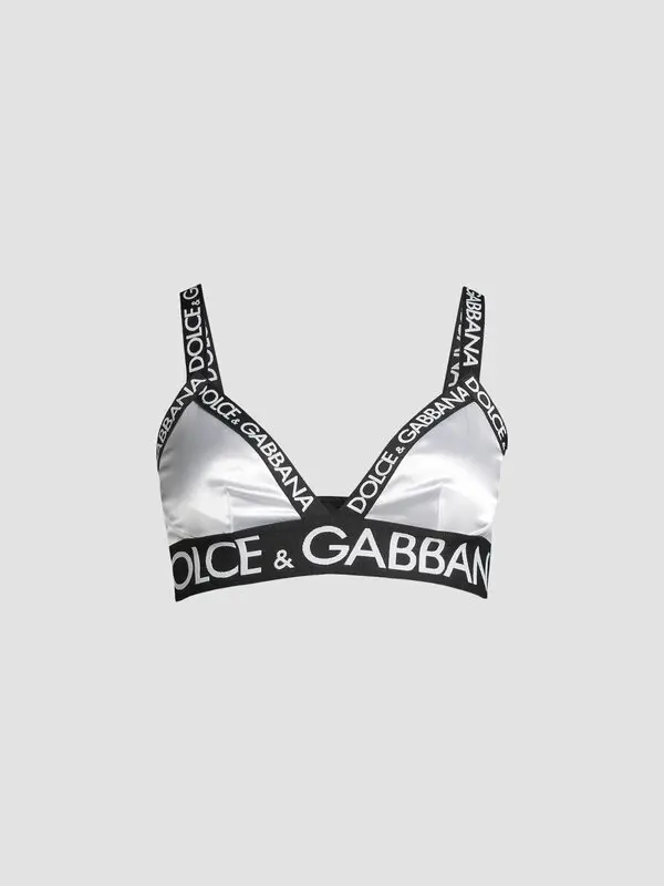Dolce & Gabbana Satin Logo Triangle Bra - Optical White