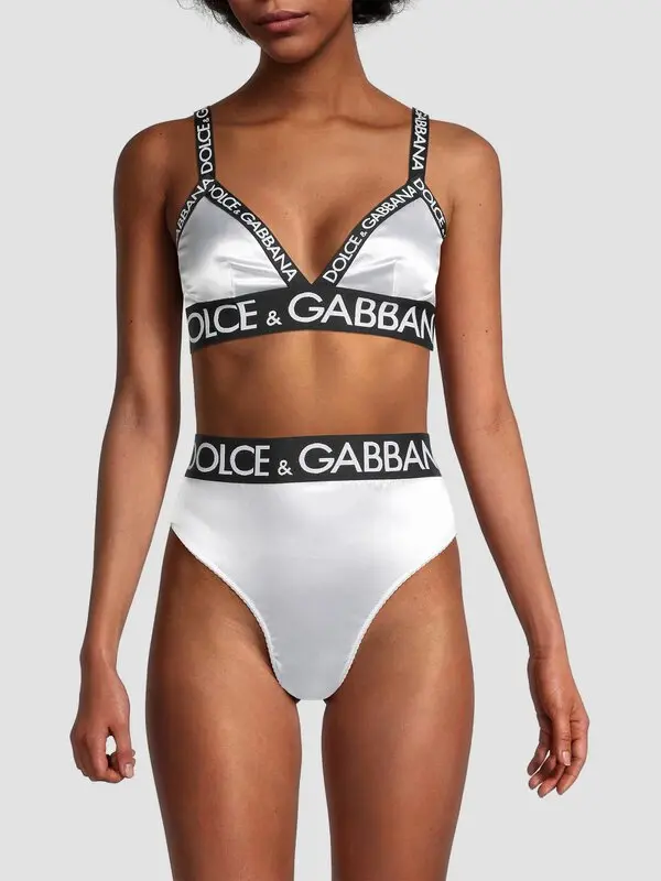 Dolce & Gabbana Satin Logo Triangle Bra