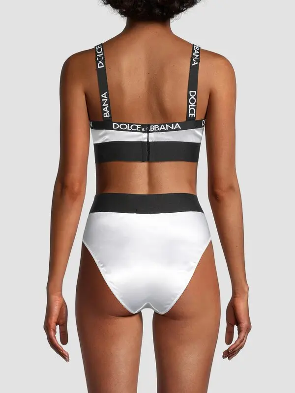 Dolce & Gabbana Satin Logo Triangle Bra