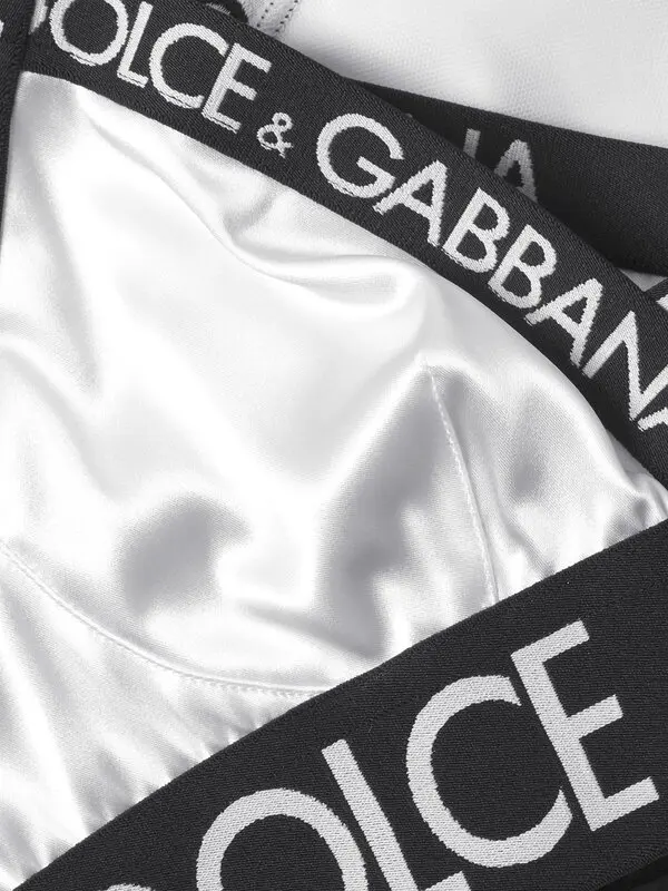 Dolce & Gabbana Satin Logo Triangle Bra
