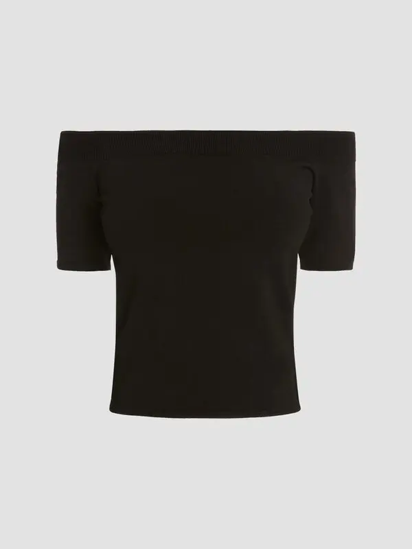 Alexander McQueen Off-the-shoulder Knit Top - Black