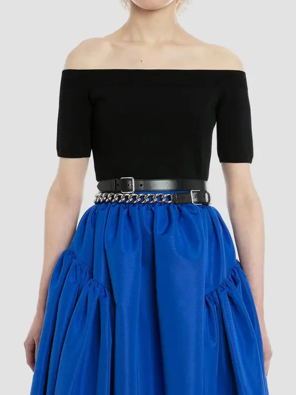 Alexander McQueen Off-the-shoulder Knit Top - Black