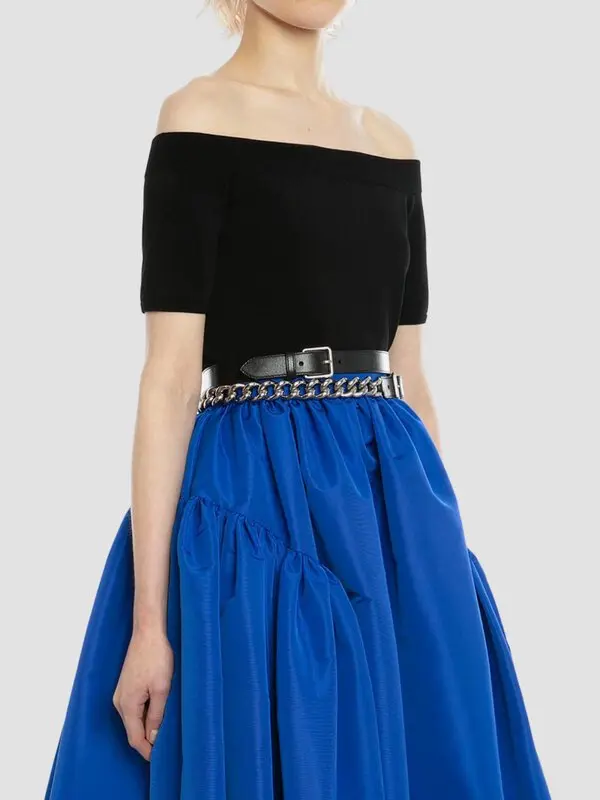 Alexander McQueen Off-the-shoulder Knit Top - Black
