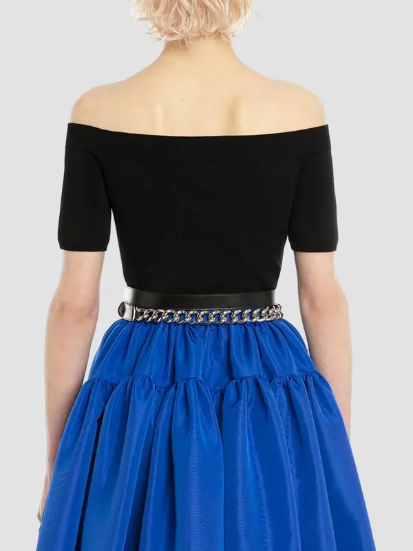 Alexander McQueen Off-the-shoulder Knit Top - Black