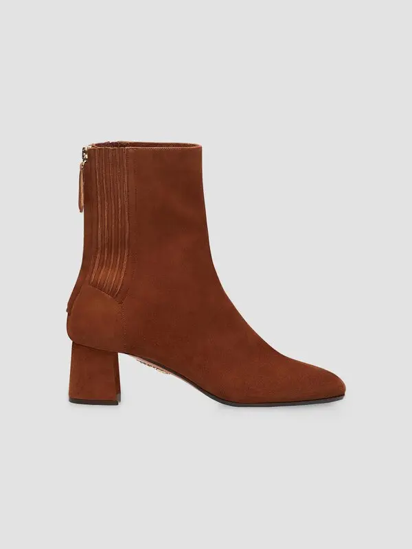 AQUAZZURA Saint Honore 50mm Suede Booties - Cinnamon