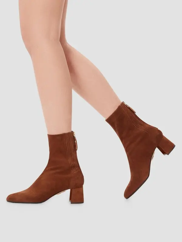 AQUAZZURA Saint Honore 50mm Suede Booties - Cinnamon