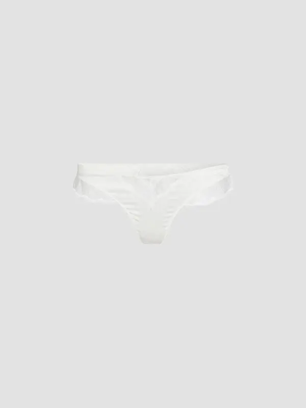 Kiki De Montparnasse Lace Inset Thong - Ivory